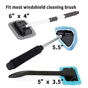 Majory Car Care Microfiber Cloths for Windshield Cleaning Tool, Windshield Cleaner Wand Replaceable Glass Cleaning Bonnets, Interior Auto Window Cleaner Washing Pads, Fit 5”, 6 Pack