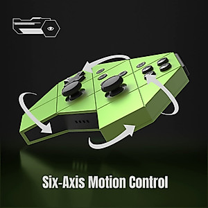 PB TAILS CHOC Unique Bluetooth Controller for Switch, PC, Steam, Android - Portable Switch Wireless Controller with Turbo-Mode, Motion Control, Vibration, Wake Up Function & Carry Case - Neon Green