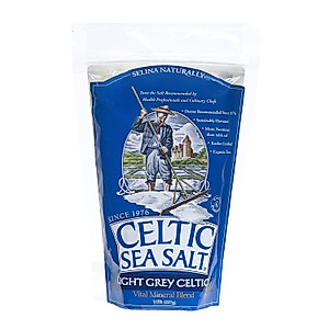 Natural Sea Salt Light Grey Celtic 1/2 Pound Bag Vital Mineral Blend - 227g / 1/2 lb Resealable Bag Unrefined Mineral Salt Kosher Certified