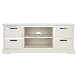 SAFAVIEH Home Collection Filbert Distressed White 4-Drawer Entertainment Stand up to 55" Flatscreen TV (Fully Assembled) Media Unit