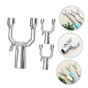 BUGUUYO 3pcs Clothes Rail Fork Drying Rack Clothing Drying Rack Clothes Curtain Hanger Garment Hook Pole Heads Reach Stick Pole Heads Clothesline Pole Head Clothes Fork Head Pole Parts