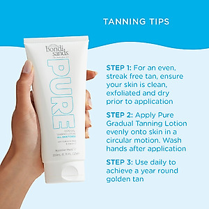Bondi Sands PURE Gradual Tanning Lotion | Hydrates with Hyaluronic Acid for a Glowing Tan, Fragrance Free, Cruelty Free, Vegan | 6.76 Oz/200 mL