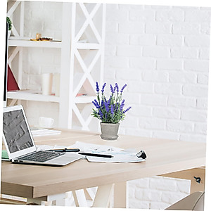 Artificial Flowers Plastic Lavender Arrangements in Pots for Decor 8.7 x 3.1Inch (Purple)