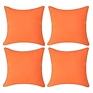 Andreannie Pack of 4 Outdoor Waterproof Decorative Orange Throw Pillow Cover Cushion Case for Garden Tent Park Farmhouse Polyester Both Sides Square 18 x 18 inches (Set of AA)