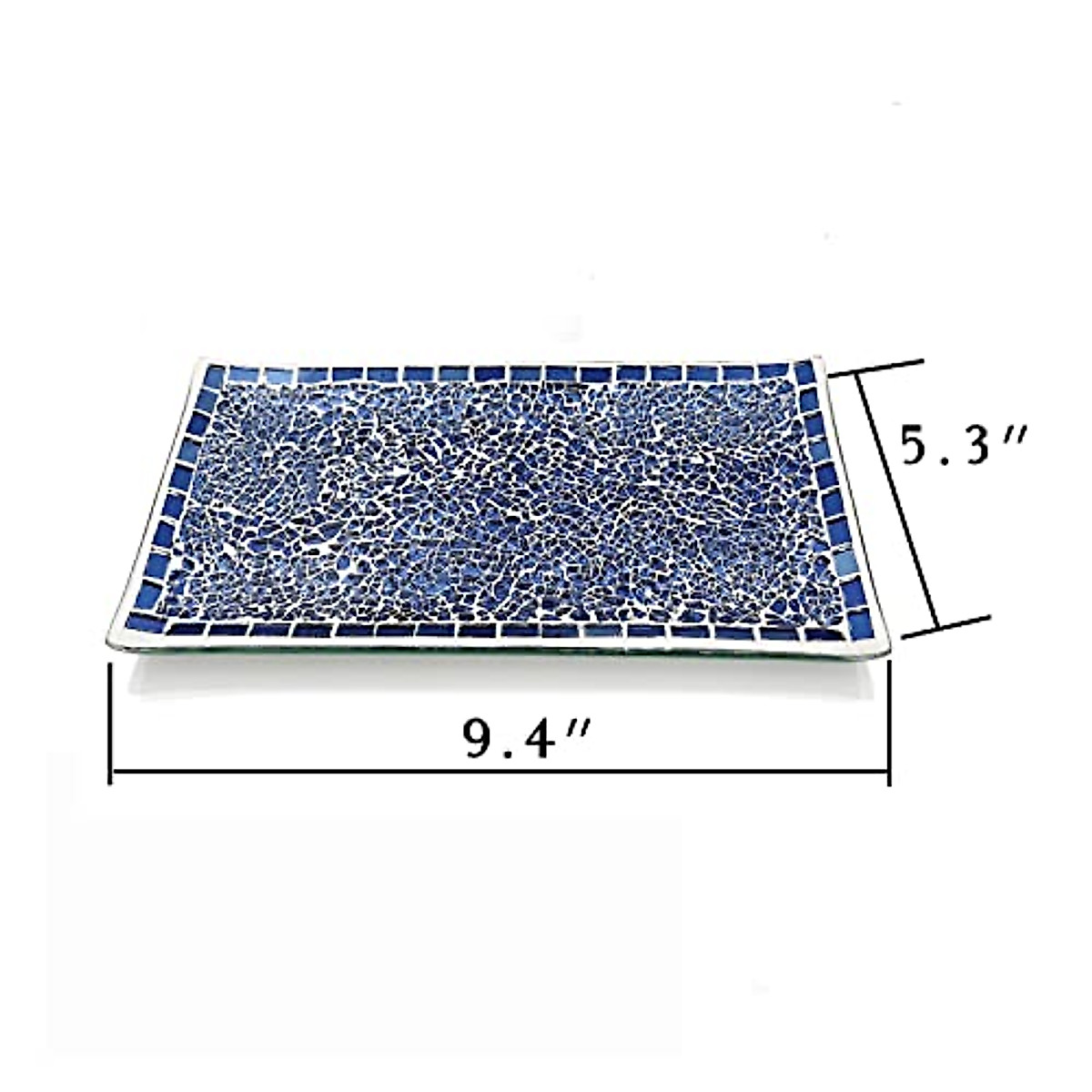 LushAccents Bathroom Accessories Set, 5-Piece Decorative Glass Bathroom Accessories Set, Soap Dispenser, Soap Tray, Vanity Tray, Jar, Toothbrush Holder, Elegant Midnight Blue Mosaic Glass