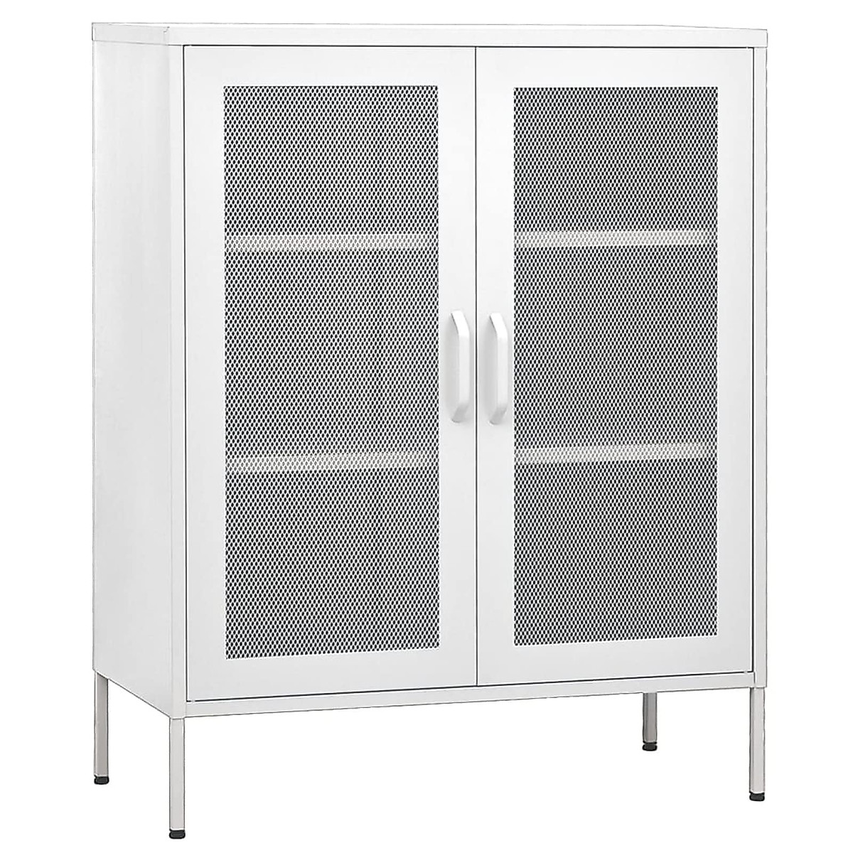 Mogou Storage Cabinet，Outdoor Kitchen Cabinets, Shoe Storage, Garden Patio Storage Cabinet Furniture Waterproof Tool Shed White 31.5"x13.8"x40" Steel