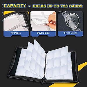 CLOVERCAT 9 Pocket Waterproof Trading Card Binder, Trading Album Display Holder, Expandable, 720 Double Sided Pocket Album, Compatible with Gaming Cards, Yugioh, MTG and Other TCG