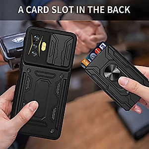 Ysnzaq Camera Protection Case for Xiaomi Poco F4 GT/Redmi K50 Gaming, Magnetic Car Mount with Independent Card Slot Slim Shockproof Cover for Xiaomi Poco F4 GT/Redmi K50 Gaming LJ Black