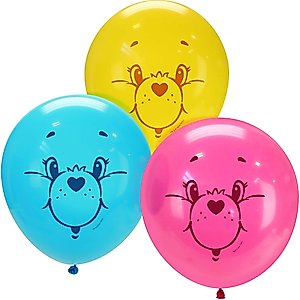 Care Bears Latex Balloons Set of 12 - Colorful Party Balloons; 4 Pink, 4 Blue and 4 Yellow - Perfect for Kids' Birthdays, Baby Showers, 80s-Themed Events, and Care Bears-Themed Celebrations