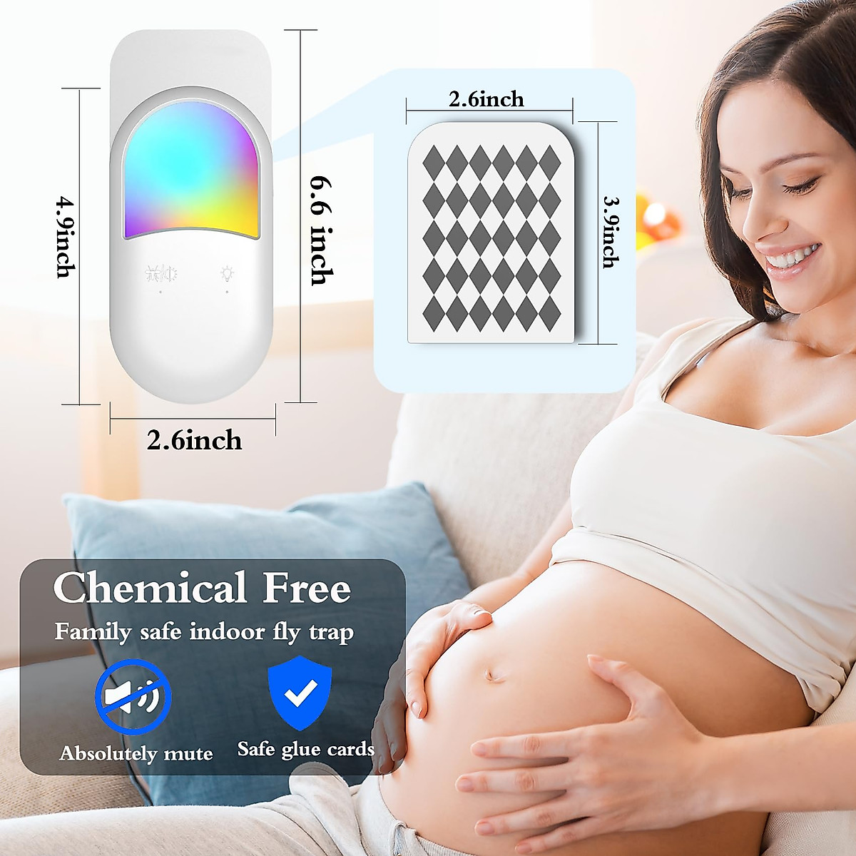 BUGXX Indoor Flying Insect Trap Plug-in Mosquito Killer,Flies, Fruit Flies, Moths, Gnats,Catcher Fly Tapper UV Attractant Bugs Light with Colorful Night Light Mode for Home(White-1PACK)