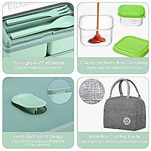 Housmile Bento Box Adult Lunch Box, Stackable Bento Lunch Box Container with Accessories, Built-in Utensil Set, Bento Box Kit with Bag, BPA-Free, Microwave Safe, Leak-Proof Lunchbox for Work, Picnic