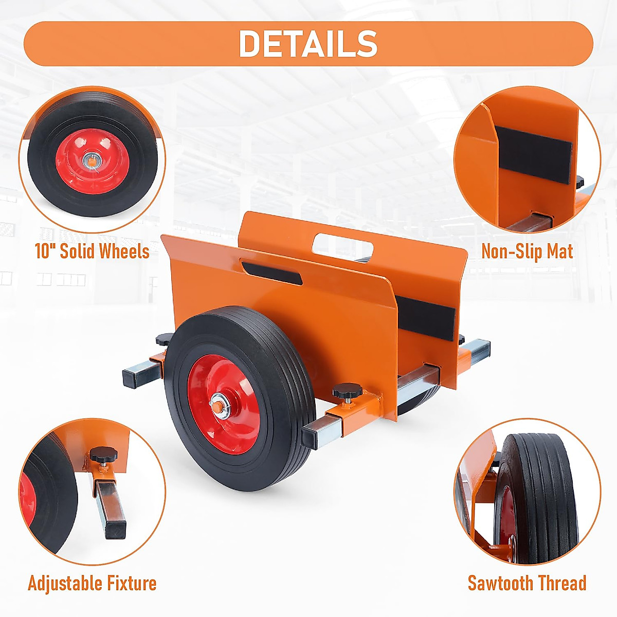 AIWFL Panel Dolly Heavy Duty Door Dolly Cart 1100LBS Capacity Granite Slab Dolly Adjustable Drywall Mover with 10" Solid Wheels Panel Cart for Drywall Sheet Material Handling All Terrain Moving Cart