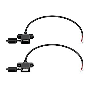 RIIEYOCA 2Pcs USB Female Plug 2pin Bare Wire,USB Power Data Cable with Dust Cap DIY Pigtail Cable for USB Equipment Installed or DIY Replace Repair （30CM）