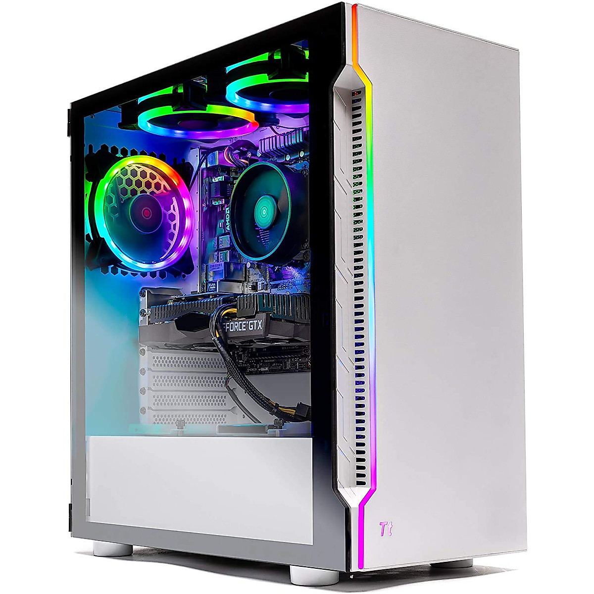 SkyTech Archangel Gaming Computer PC Desktop - Ryzen 5 3600 6-Core 3.6GHz, GTX 1660 Ti 6G, 500G SSD, 8GB DDR4 3000, RGB, AC WiFi, Windows 10 Home 64-bit, White