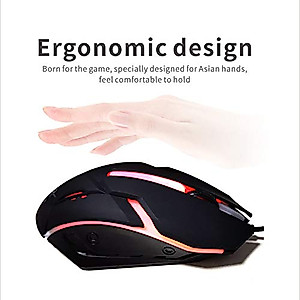 SKYAE Wired Game Mouse Gaming Aggravating Iron Board Durable Use Shu Beautiful Cool USB Games Office Mouse Home Black