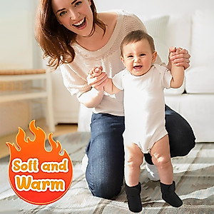 Baby Booties 6-12 Months Unisex Cozy Fleece Newborn Booties Non-Slip Newborn First Walkers Shoes Toddler Slippers for Baby Boys & Baby Girls Gifts, Black