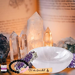 Wiccan Supplies and Tools 11 pc Altar Protection Kit for Wicca Spells, Rituals, Witchy Gifts Witchcraft Decor, Pagan Supplies, Wiccan Starter Kit - Ceremonial Magick Wiccan Gifts (Selenite Bowl Set)