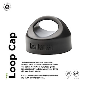 Klean Kanteen Wide Loop Cap, Leak Proof Wide Mouth Stainless Steel Interior Cap