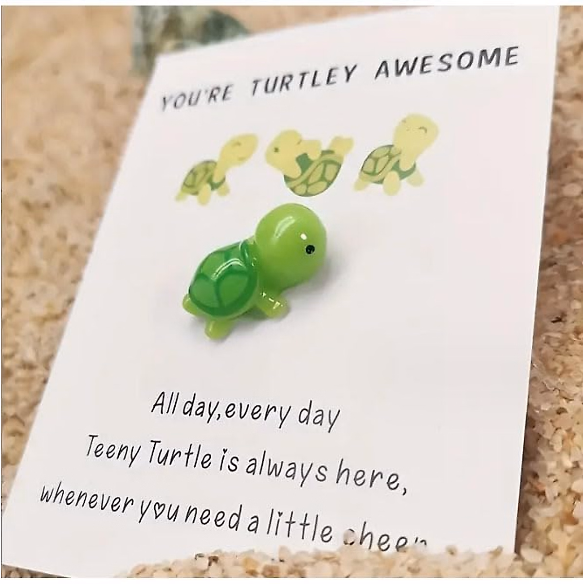 Green Mini Pocket Hug Turtle,Thank You Note Cards Greeting Card Mini Sea Turtle Figure Pocket Hug Gift for Friends and Family Cards and Card Stock, Greeting Cards