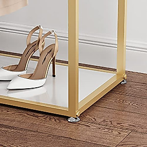 FONECHIN Heavy Duty Clothing Rack with Shelves for Hanging Clothing, Gold Metal Freestanding Garment Rack for Retail Display (59" L)