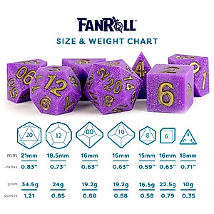 FanRoll 16mm Sharp Edge Silicone Rubber Poly DND Dice Set: Regal Ricochet, Role Playing Game Dice for Dungeons and Dragons