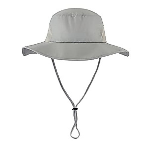 Home Prefer UPF50+ Mens Sun Hat with Neck Flap Wide Brim Mesh Fishing Hat Windproof Safari Hat Light Grey