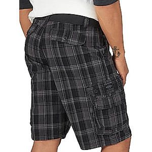 Lee mens Dungarees New Belted Wyoming Cargo Shorts, Black Clifton Plaid, 38 US