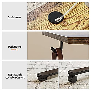 Cubiker 55 x 24 Inch Standing Desk, Stand up Height Adjustable Home Office Electric Table, Sit Stand Desk with Splice Board, Black Frame & Rustic Brown Desktop