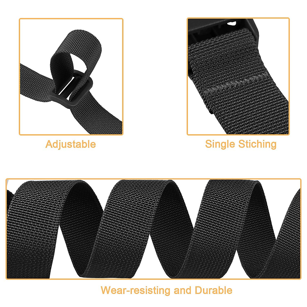 MAGARROW 40" Strap Buckle Packing Straps Adjustable 1-Inch Belt (1" Wide - 40" Long, Black (4 PCS))