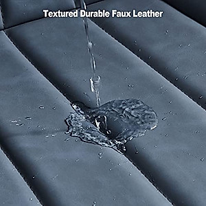 TUKAILAi Faux Leather Dining Chairs Set of 2, Modern Linear Design Kitchen Chairs with Upholstered Seat and Metal Legs, Comfy Leisure Chairs for Lounge Living Room Reception Restaurant (Blue)