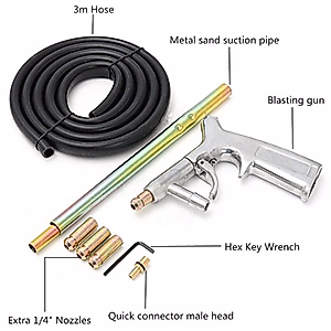 Jewboer Sand Blaster Gun Kit,Sandblaster Gun for Sandblasting Cabinet Machine Abrasive Blaster with Ceramic Nozzle,Siphon Feed