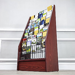 FixtureDisplays® Literature Rack Brochure Holder Leaflet Coupon Stand Greeting Card Rack 9 Tier 45 Facing Travel Information Kiosk 1453 RED-NF