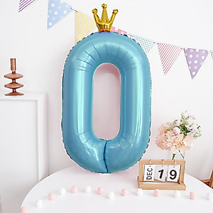 YFHVJTKO 40 Inch Baby Blue Number 3 Conjoined Crown Balloon,3rd Celebration Decorations for Happy 3rd Birthday Party Wedding Bridal Shower Engagement Photo Shoot Anniversary Decoration (Blue Number 3)