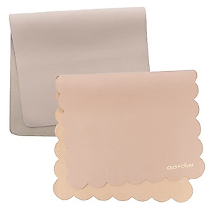 ava + oliver Vegan Leather Baby Changing Mat Bundle | Grey Rectangular and Pink Scallop