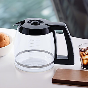 Replacement 12-Cup Glass Carafe, Compatible with Cuisinart Coffee Maker, Replaces DCC-1200PRC (Decorative Stainless-steel Handle)