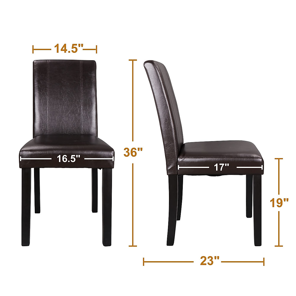 SUPER DEAL Faux Leather Dining Chair Set of 4 with Wood Legs Waterproof & Oilproof Stretch Kitchen Dining Room Restaurant Chairs, Espresso