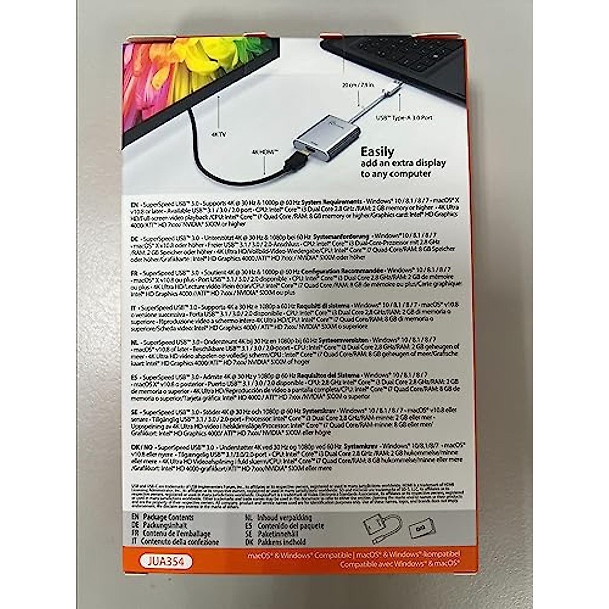 j5create USB 3.0 to 4K HDMI Display Adapter USB 3.0 Male Type-A Connector | HDMI Female Connector | 4K UHD | Resolution Up to 3840 x 2160 @ 30 Hz | Aluminum Housing (JUA354)