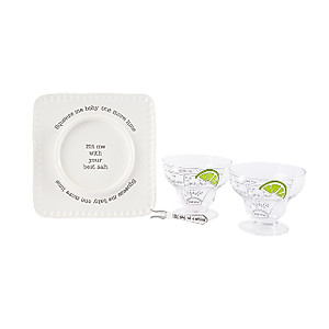 Mud Pie Margarita Gift Box | Includes 2 Margarita Glasses and Lime and Salt Rimmer