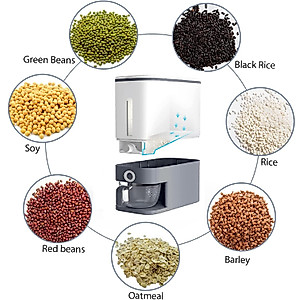 U-miss 25 Lbs Rice Dispenser, Large Grain Container Storage with Lid Measuring Cylinder Moisture Proof Household Cereal Dispenser Bucket for Kitchen Soybean Corn