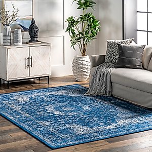 NuLoom Paisley Verona Vintage Persian Area Rug, 8' 10" x 12', Dark Blue