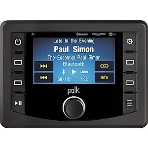 Polk Ultramarine P1 App Ready|Bluetooth| Waterproof Marine Stereo, 4.3" Color TFT Display, 200 Watts Maximum Power Handling (50W x 4), Compatible with iPod/iPhone via Bluetooth (Renewed)