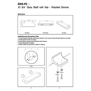 MODONA Glass Wall Shelf with Rail – Polished Chrome – 5 Year Warrantee