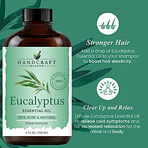 Handcraft Blends Eucalyptus Essential Oil - Huge 4 Fl Oz - 100% Pure and Natural - Premium Grade with Glass Dropper