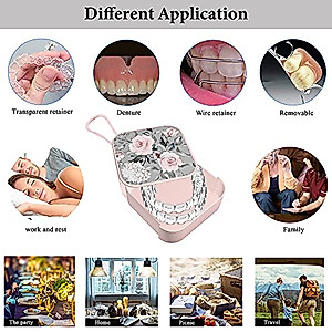 Hennaja Orthodontic Retainer Case,Perfect Denture case,Mouth Guard Case,aligner Case, Pill Case for Household|Office|Travel(1-Grey Rose)
