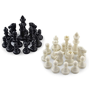 DINOBROS Chess Pieces Only Magnetic Plastic Chessman Set for Replacement of Missing Pieces - Complete Set of 32 Unweighted Game Pawns