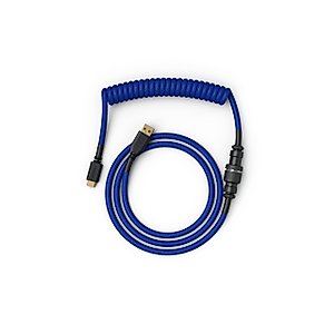 Glorious Coiled Keyboard Cable – Coiled USB C Cable Artisan Braided Cables for Mechanical Gaming Keyboard Coiled Cable - Custom Keyboard Cable (Cobalt Blue)
