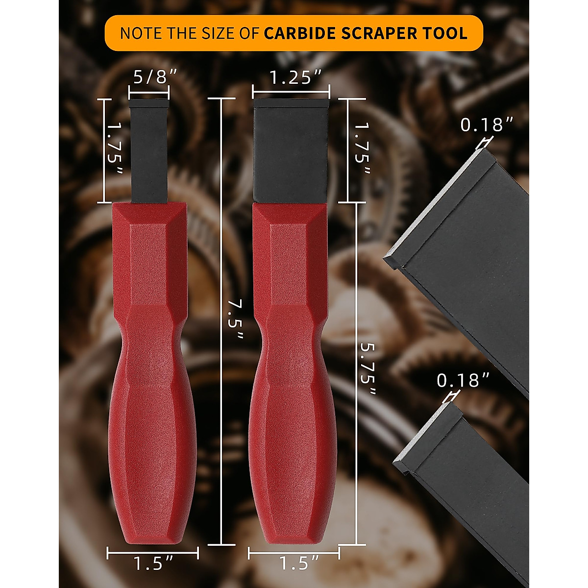 Gighipop Super Carbide Gasket Scrapper Tool, 1-1/4 Inch and 5/8 Inch-Carbide Scraper for Metal, Carbide Scraper Set(2 Pack)