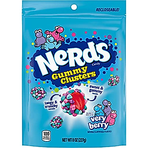 Nerds Gummy Clusters Candy, Very Berry, Resealable 8 Ounce Bag