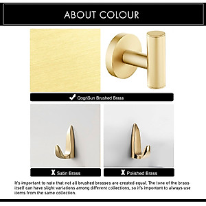 QOGRISUN Brass Towel Hook for Bathroom, Gold Coat Hook Door Hanger Towel Robe Hook Heavy Duty,Modern Brass Bathroom Accessories Wall Mounted, 1 Pack Brushed Brass