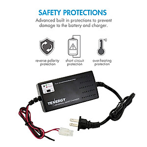 Tenergy 9.6V Airsoft Battery and Charger, 2000mAh NiMH Nunchuck Battery w/Mini Tamiya Connector for Airsoft Guns M249, M240B, M14, RPK, PKM, L85, AUG, G3